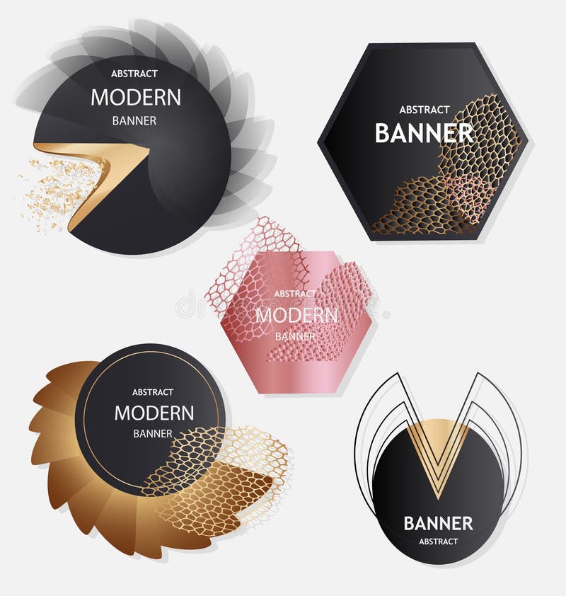 Abstract Vector Banner Collection with Metallic Effects Stock Vector ...