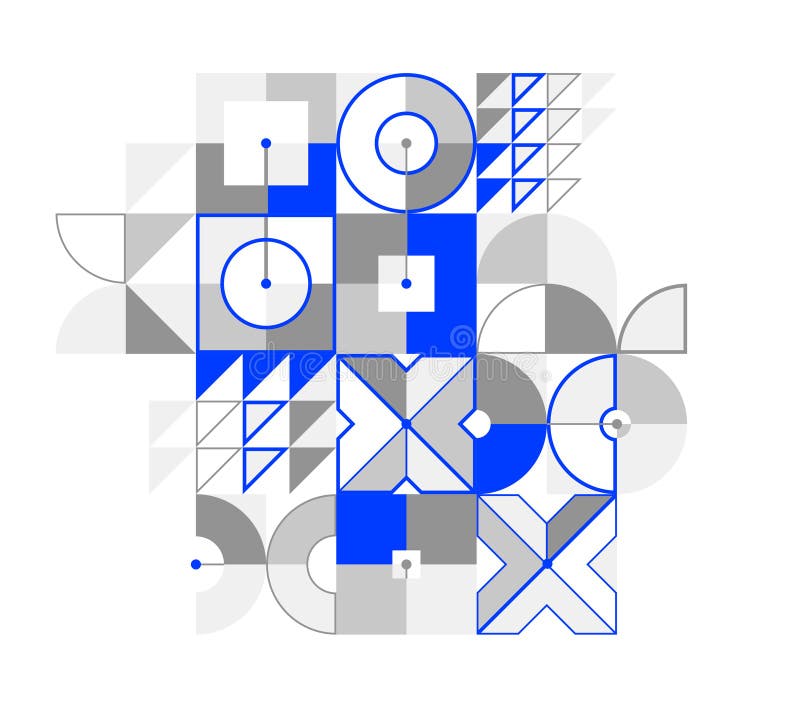 Vector Bauhaus Blue Abstract Background Made with Grid and Overlapping ...