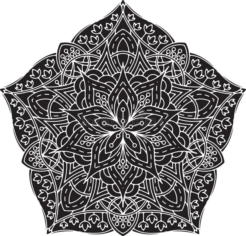 Abstract Vector Black Lace Design - Five-finger Mandala, Ethnic Stock ...