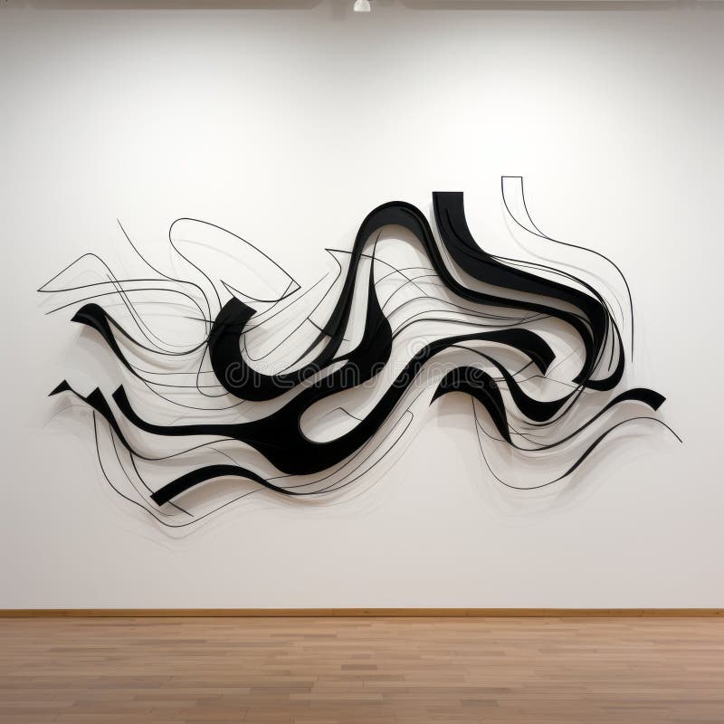 Abstract Vector Black Line Installation: Graceful Sculptures and ...