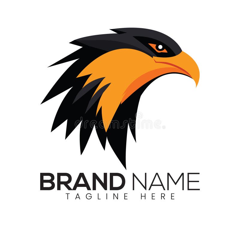 Abstract Vector Black and Orange Eagle Head Icon or Logo Design ...