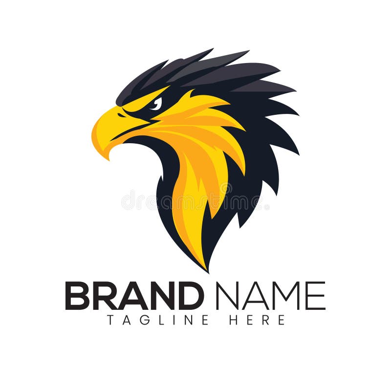 Abstract Vector Black and Yellow Eagle Head Icon or Logo Design ...