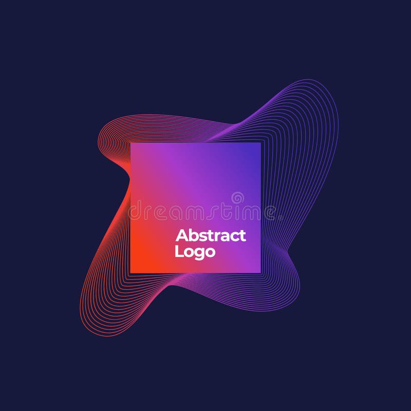 Abstract Vector Blend Logo Template. Square Frame with Elegant Curved ...