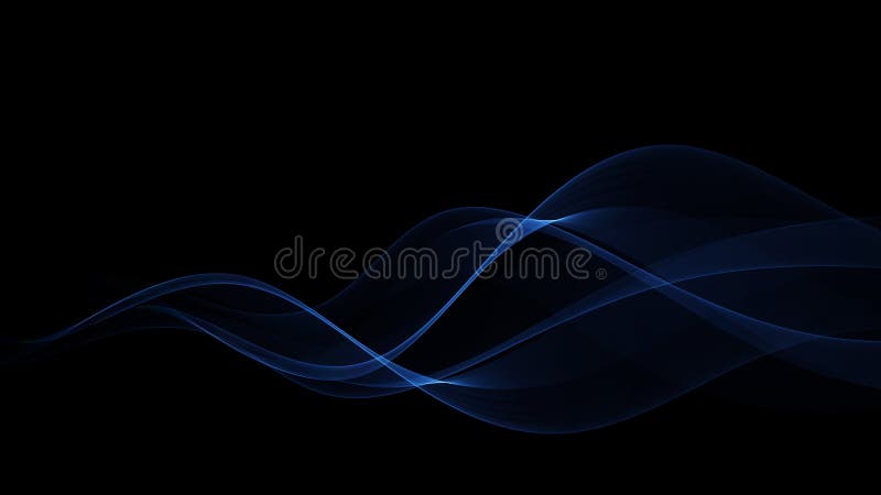 Abstract Vector Blue Wave Design Element on Dark Background. Science or ...