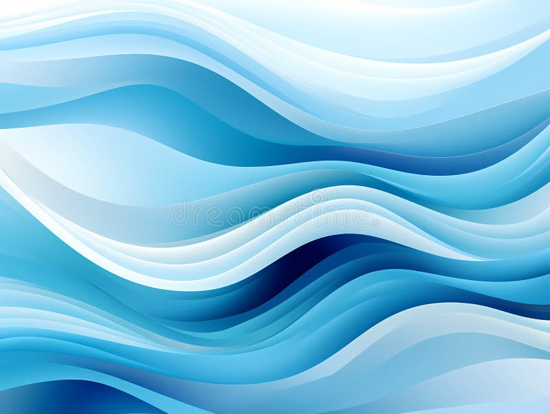 Abstract Vector Blue Wavy Background. in Hand-drawn Style Stock Image ...
