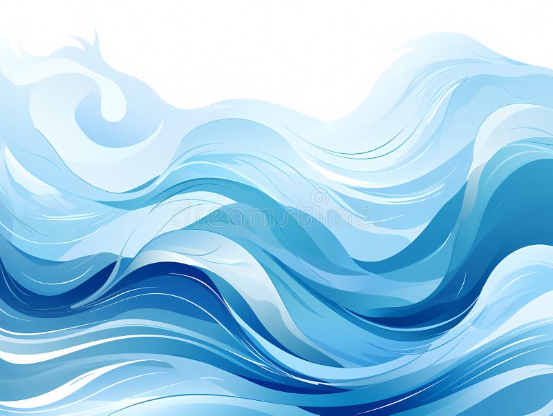 Abstract Vector Blue Wavy Background. in Hand-drawn Style Stock Photo ...