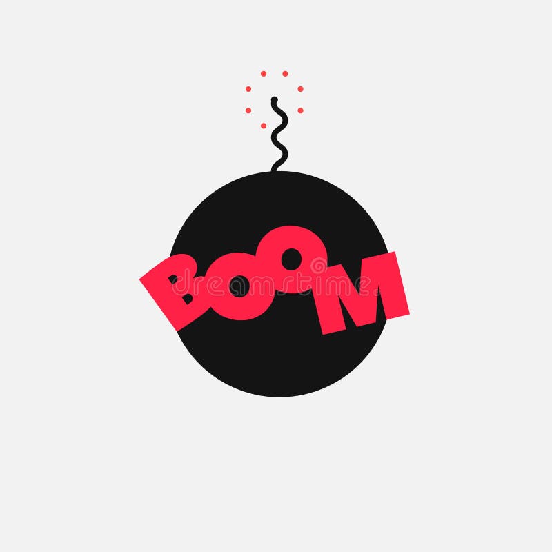 Abstract Vector Bomb Isolated on White Background. Text BOOM, Circle ...
