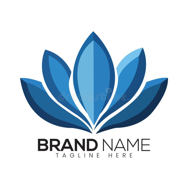 Abstract Vector Colorful Blue Lotus Flower Icon or Logo Design Template ...