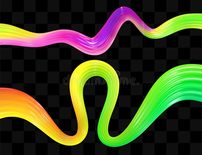 Abstract Vector Colorful Flow Curve Set. Wave Liquid Ribbon Design ...