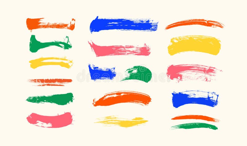 Abstract Vector Colorful Paint Smears Set. Hand Drawn Design Element ...