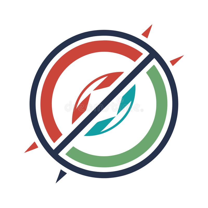 Abstract Vector Compass Icon with Circular Bands and Directional Arrow ...