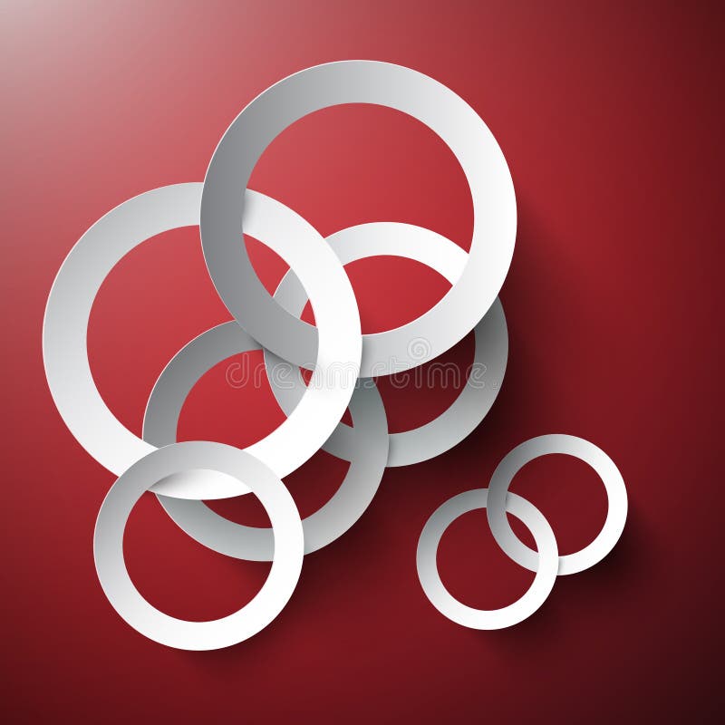 Abstract Vector Connected Paper Cut Circles on Red Background. Stock ...