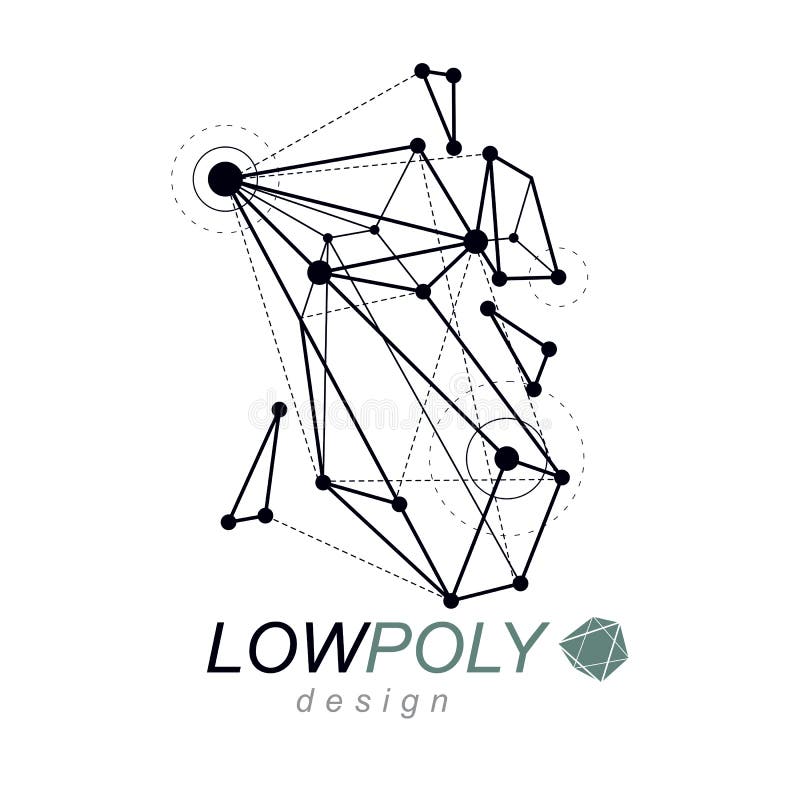 Abstract Vector 3d Geometric Low Poly Object. Technology and Sci Stock ...