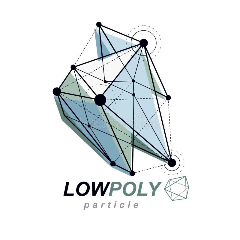 Abstract Vector 3d Geometric Low Poly Object. Technology and Sci Stock ...