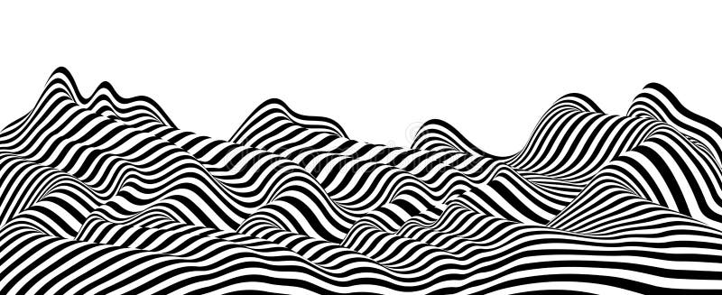 Abstract Vector 3D Lines Background, Black and White Curves Linear ...
