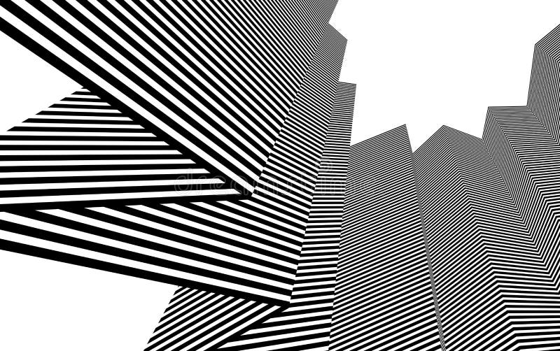 Abstract Vector 3D Lines Background, Black and White Linear Perspective ...