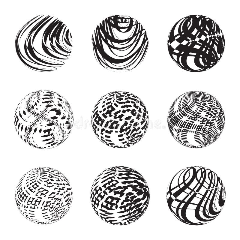 Abstract Vector 3d Shape or Sphere Illustration with Doodles Stock ...