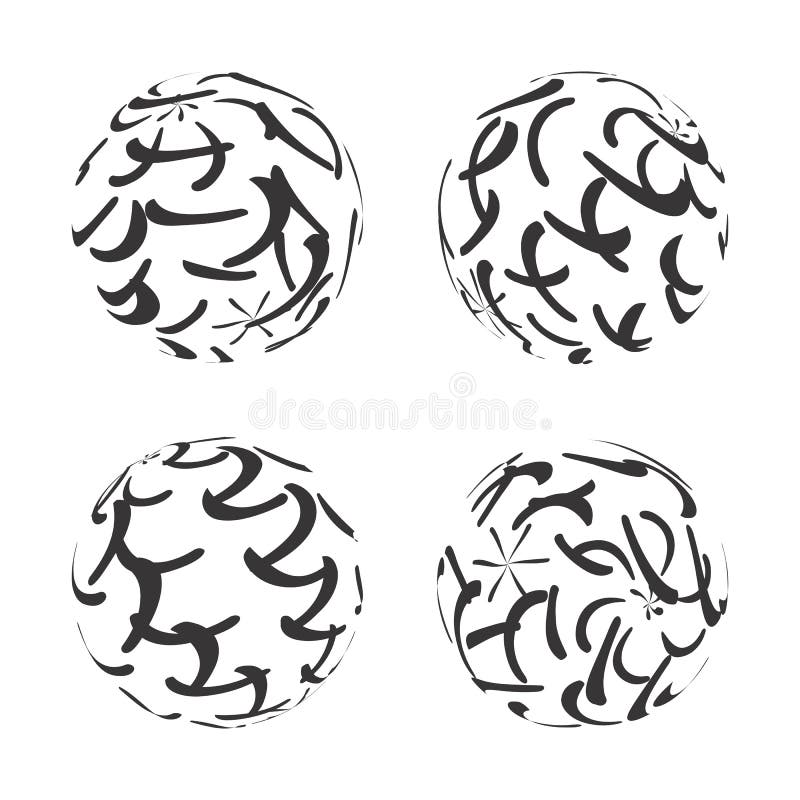 Abstract Vector 3d Shape or Sphere Illustration with Doodles Stock ...