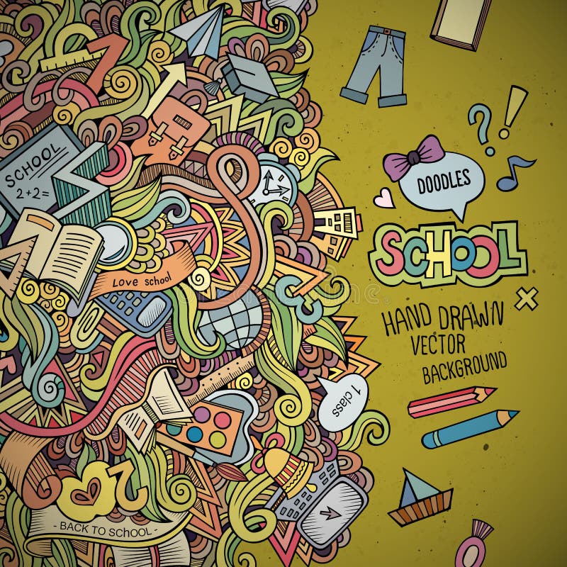 Abstract Vector Decorative Doodles School Stock Vector - Illustration ...