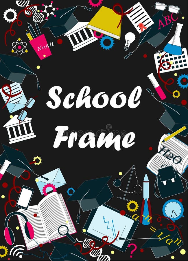 Abstract Vector Decorative Doodles School Background. Template Frame ...