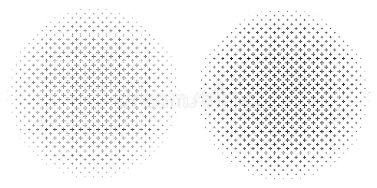 Abstract Vector Design Circular Outline Halftone Circle Plus Pattern ...