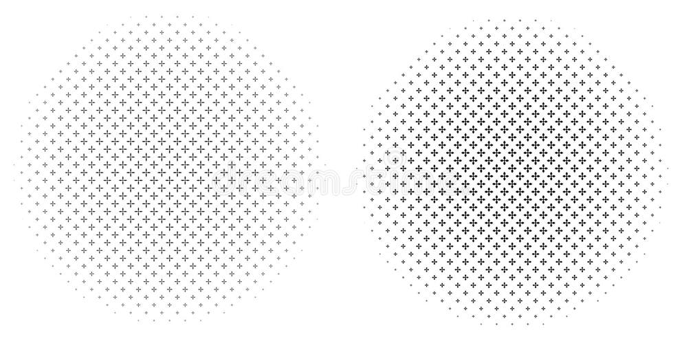 Abstract Vector Design Circular Outline Halftone Circle Plus Pattern ...