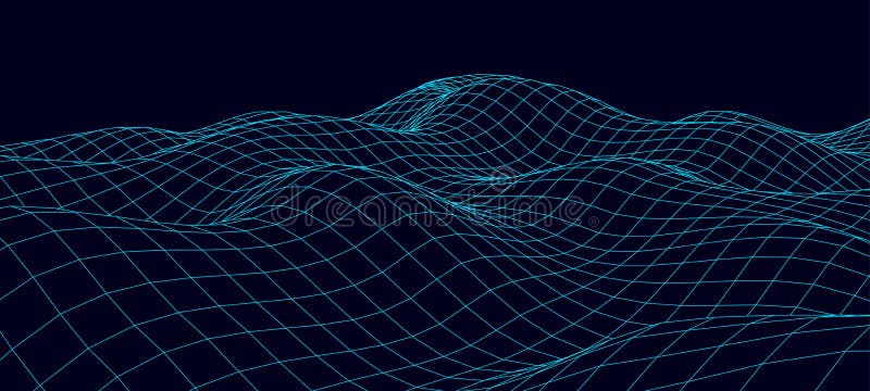 Blue Mesh Wireframe Wave Technology Background Stock Vector ...