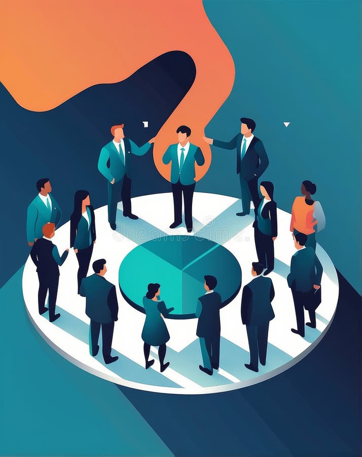 Abstract Vector of Diverse Business Team in Circular Collaboration ...