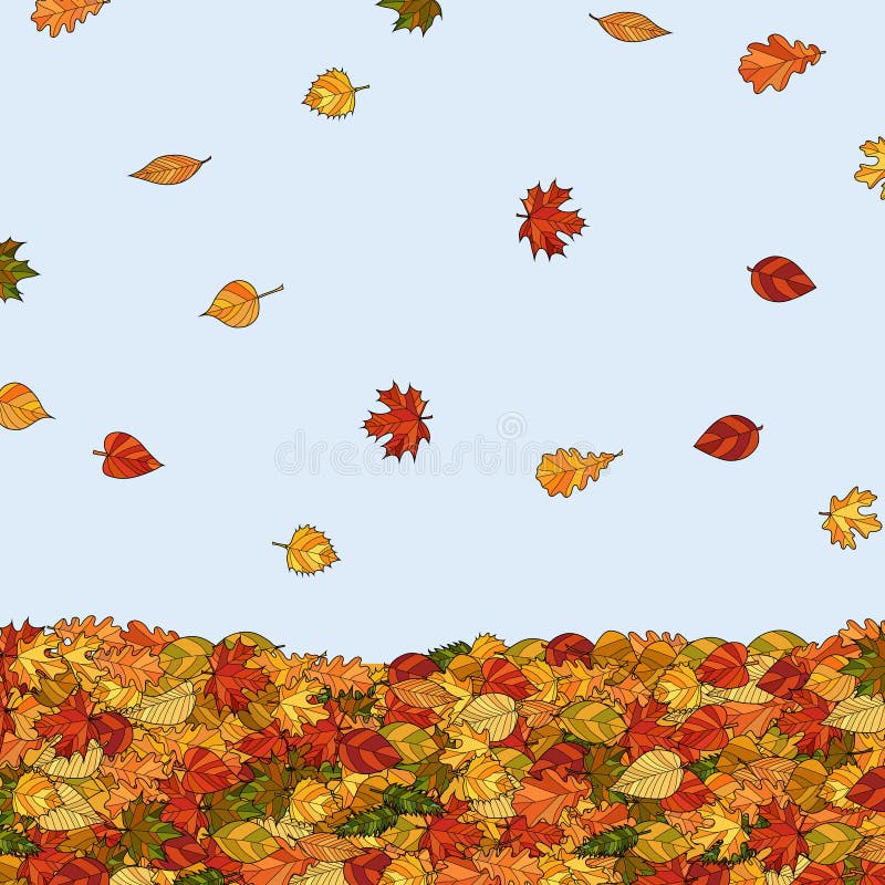 Vector Doodle Falling Autumn Leaves Background Stock Illustration ...