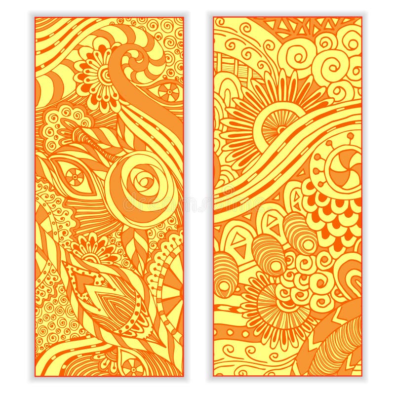 Abstract Vector Hand Drawn Ethnic Pattern Card Set Stock Image - Image ...
