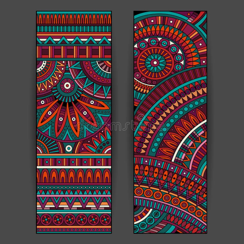 Abstract Vector Ethnic Pattern Cards Set Stock Vector - Illustration of ...