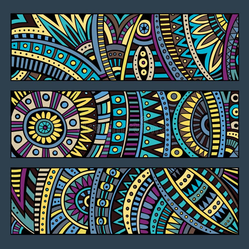 Abstract Vector Ethnic Pattern Cards Set Stock Vector - Illustration of ...