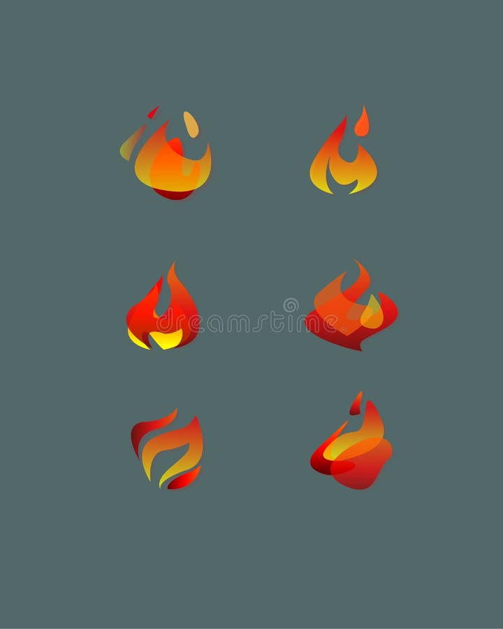 Set of Vector Realistic Fire Stock Vector - Illustration of ablaze ...
