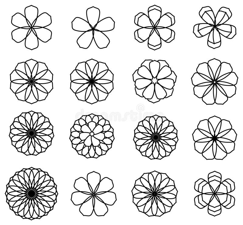 15 Abstract Vector Flowers Set Stock Illustration - Illustration of ...
