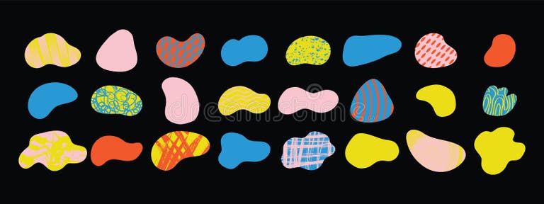 Abstract Vector Freeform Shapes Collection with Grunge Texture. Doodle ...