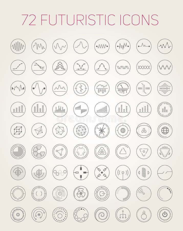 Abstract Vector Futuristic Icons Stock Vector - Illustration of grey ...