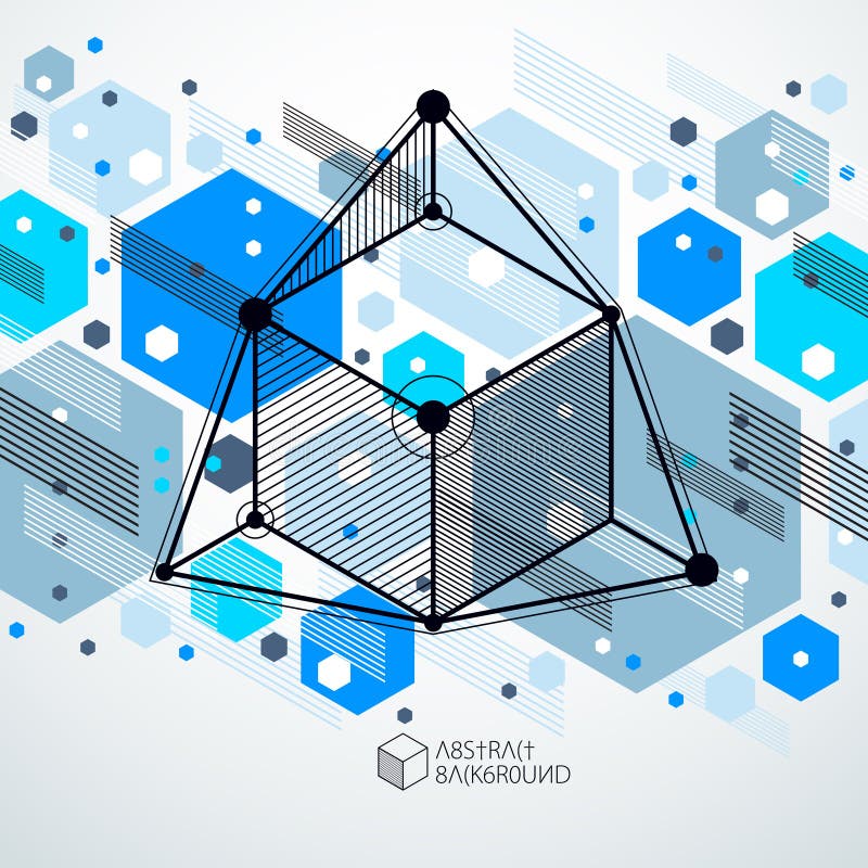 Abstract Vector Geometric Isometric Blue Background. Mechanical Scheme ...