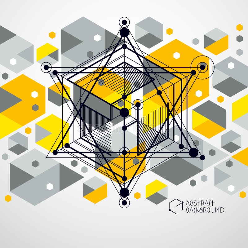 Abstract Vector Geometric Isometric Yellow Background. Mechanical ...