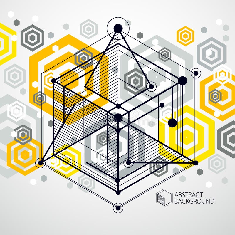 Abstract Vector Geometric Isometric Yellow Background. Mechanical ...