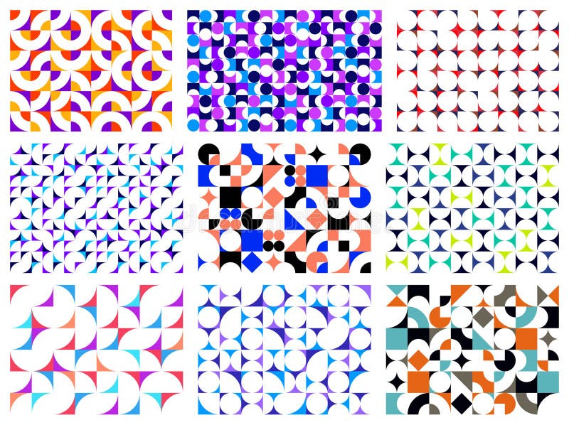 Abstract Vector Geometric Seamless Patterns Set, Color Simple Geometric ...