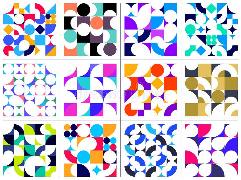Abstract Vector Geometric Seamless Patterns Set, Color Simple Geometric ...