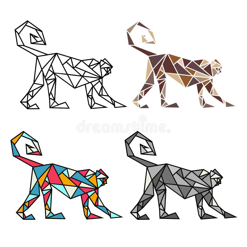 Abstract Vector Geometrical Style Monkey Stock Vector - Illustration of ...