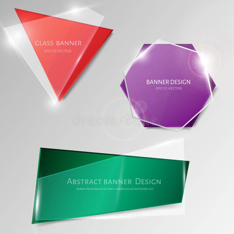 Abstract Vector Glass Banner Set Stock Vector - Illustration of plastic ...