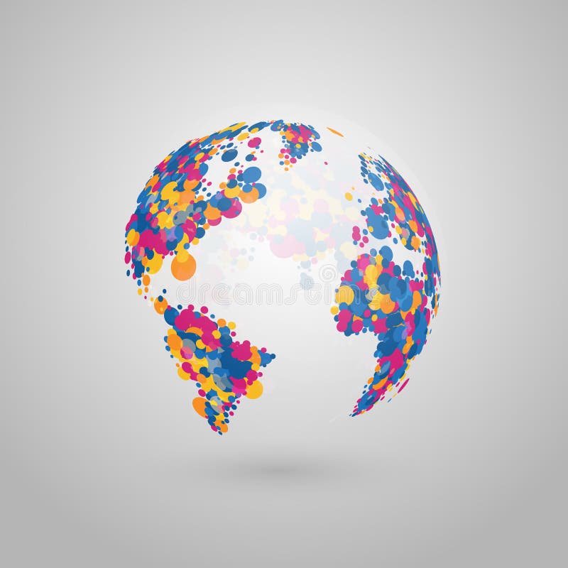 Abstract Vector Globe of the Earth of Colorful Dots Stock Illustration ...