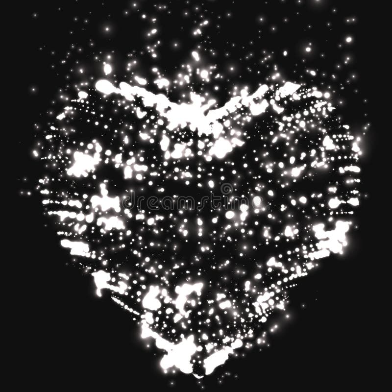 Abstract Vector Grayscale Background with Glowing Heart. Cloud of White ...