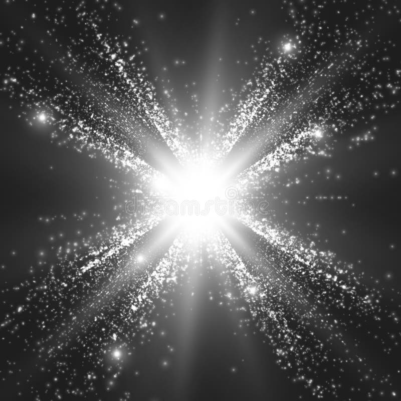 Abstract Vector Grayscale Space Background. Explosion of Glowing ...