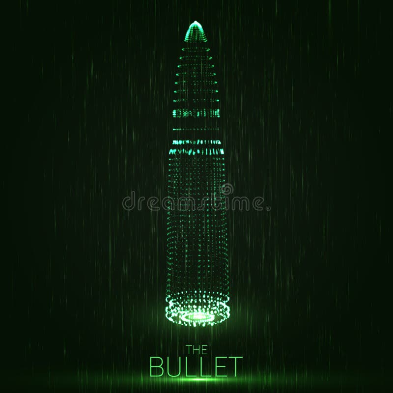 Abstract Vector Green Background with Glowing Bullet. Cloud of Shining ...