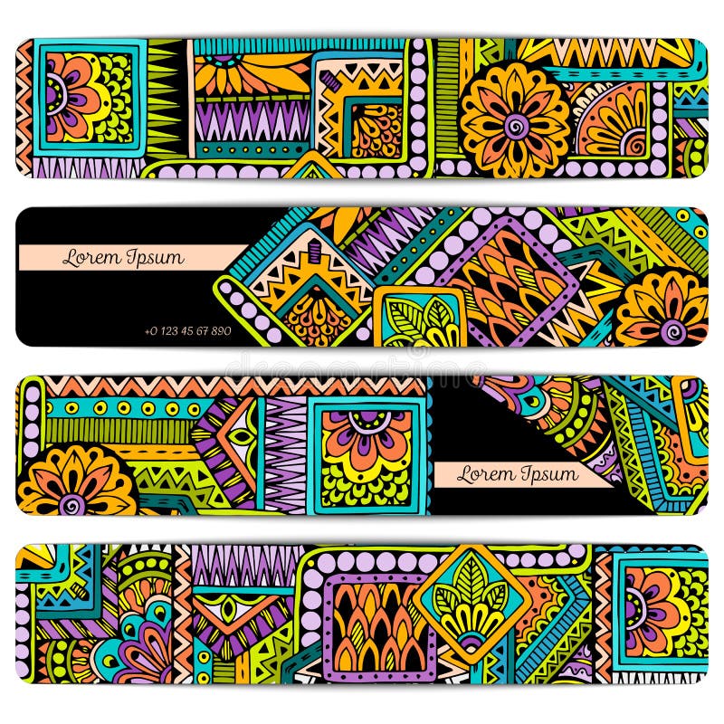 Abstract Vector Ethnic Pattern Card Set. Template Frame Design. Stock ...