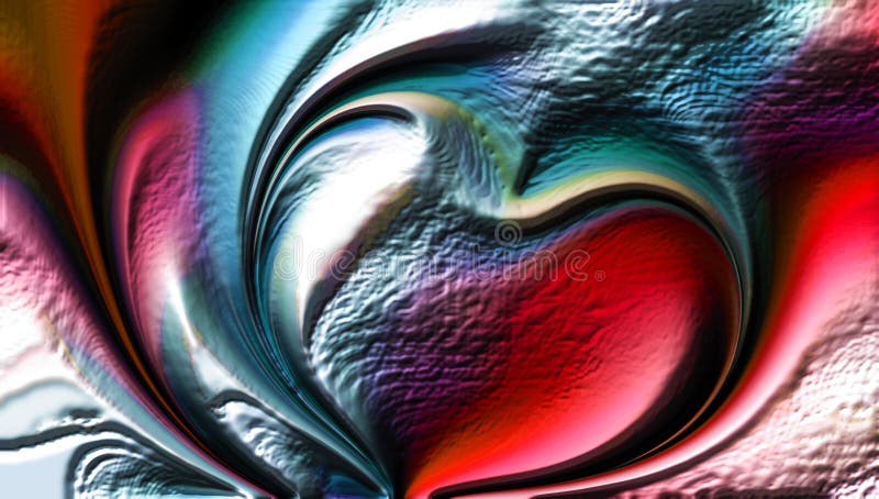 Abstract Vector Heart with Multicolored Shaded Wavy Background with ...