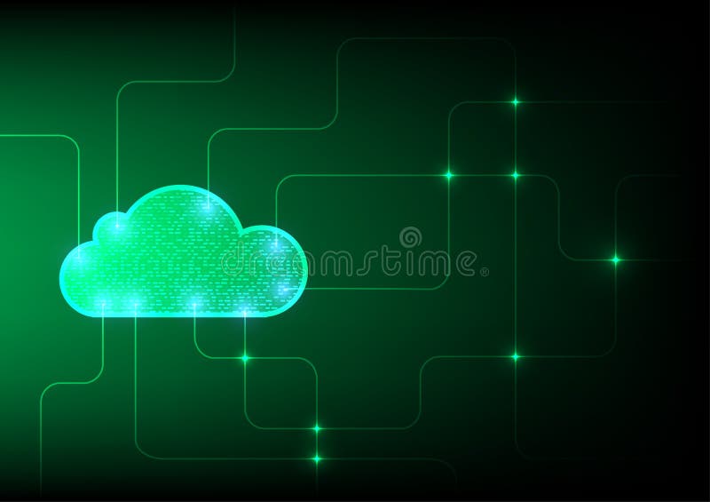 Abstract Vector Hi-tech Cloud Connection Technology on Green Background ...